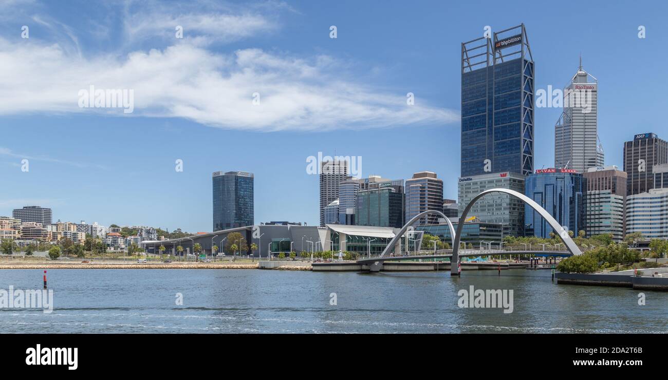Impressive buildings of the city of Perth skyline taken from the Swan ...