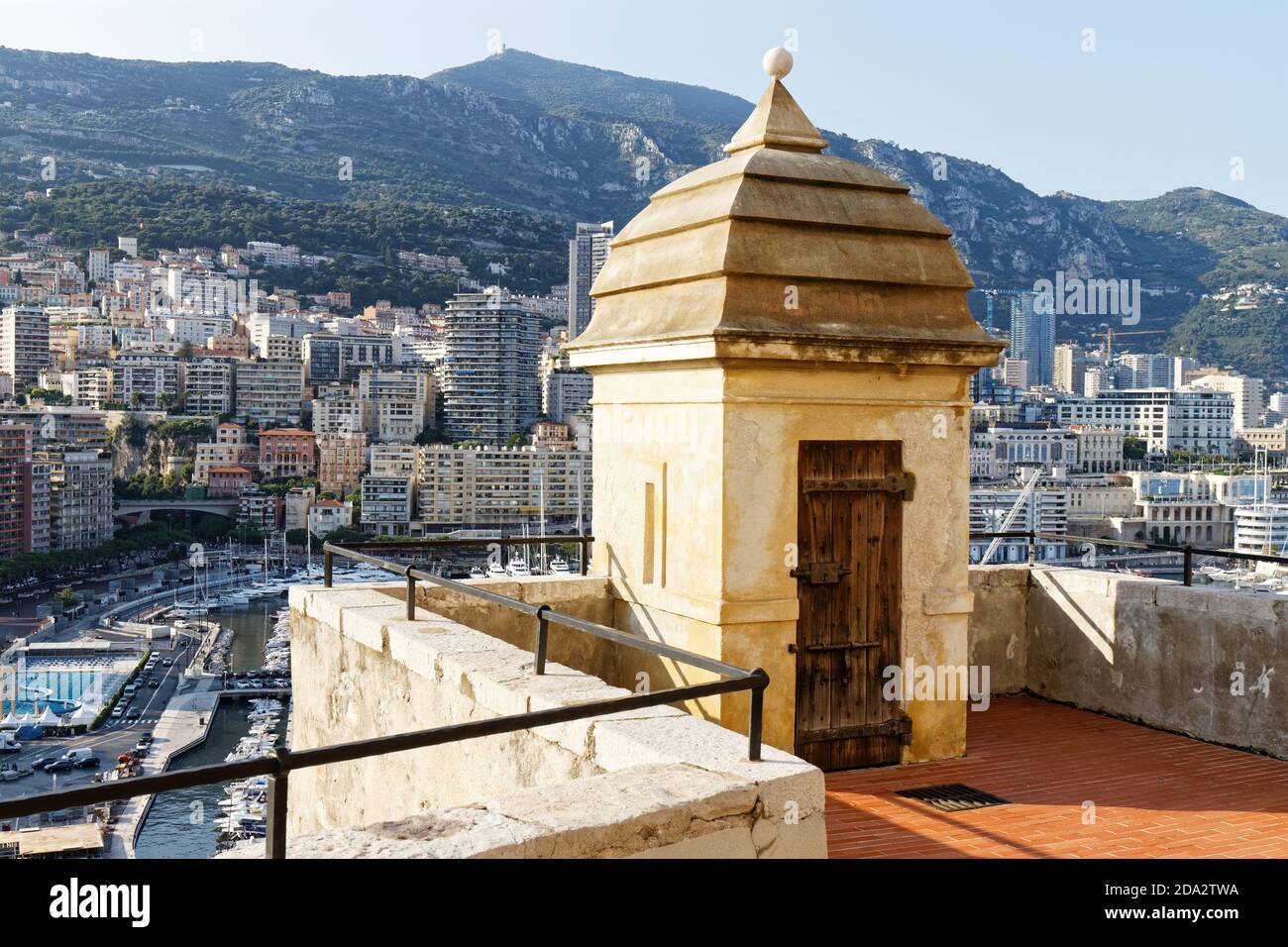 Monaco - view to the harbour from the Rock ("Le Rocher") promenade ...