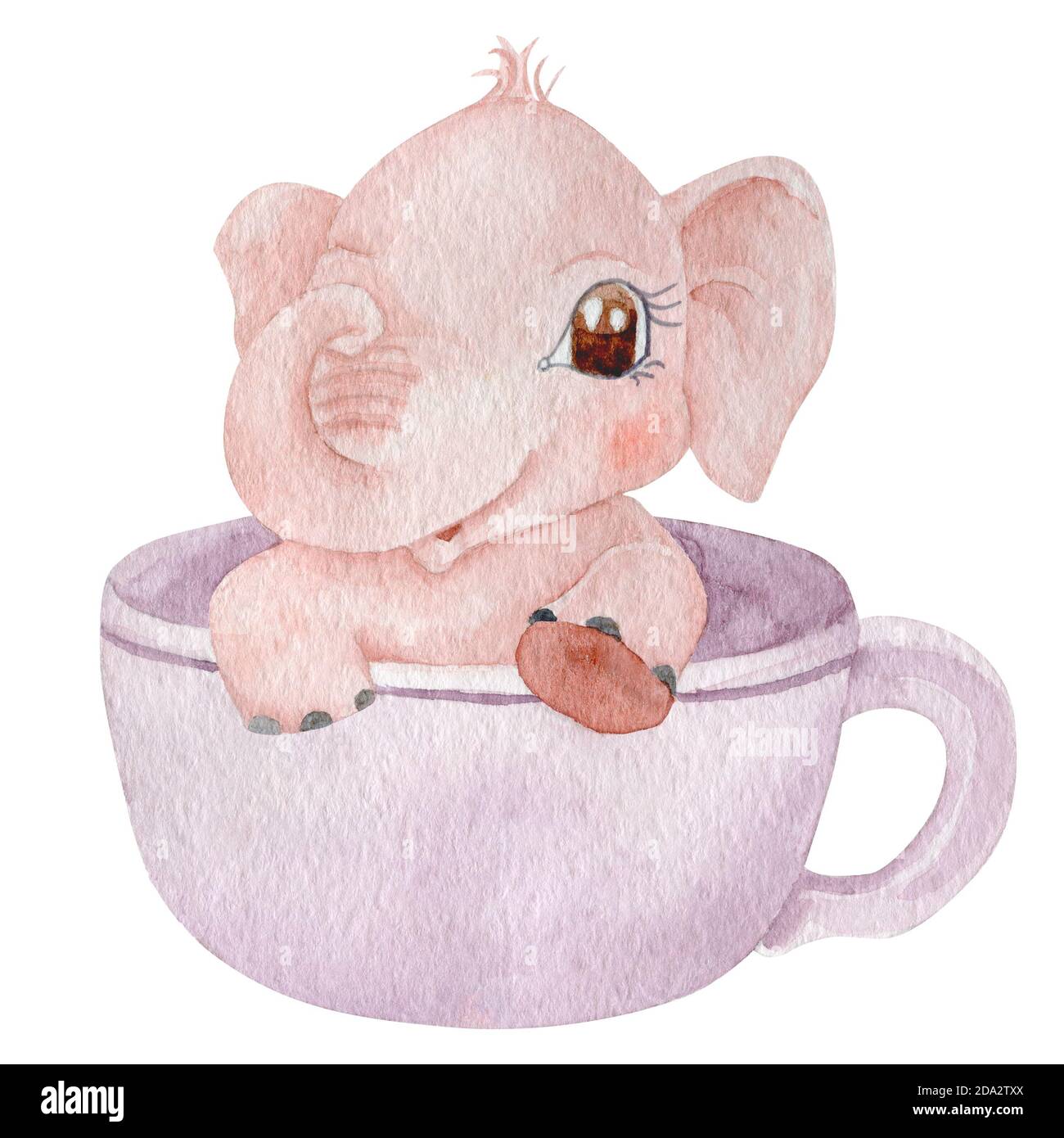 Hand painted pink elephant isolated on white background Stock Photo - Alamy