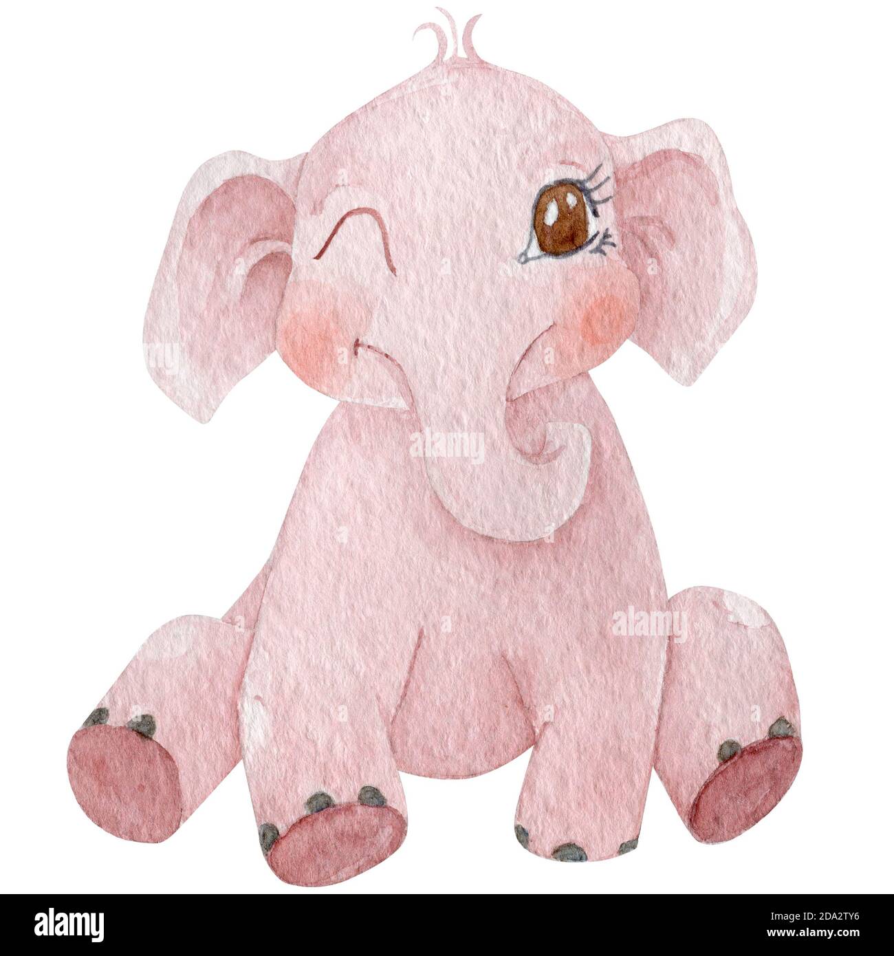 Hand painted pink elephant isolated on white background Stock Photo - Alamy