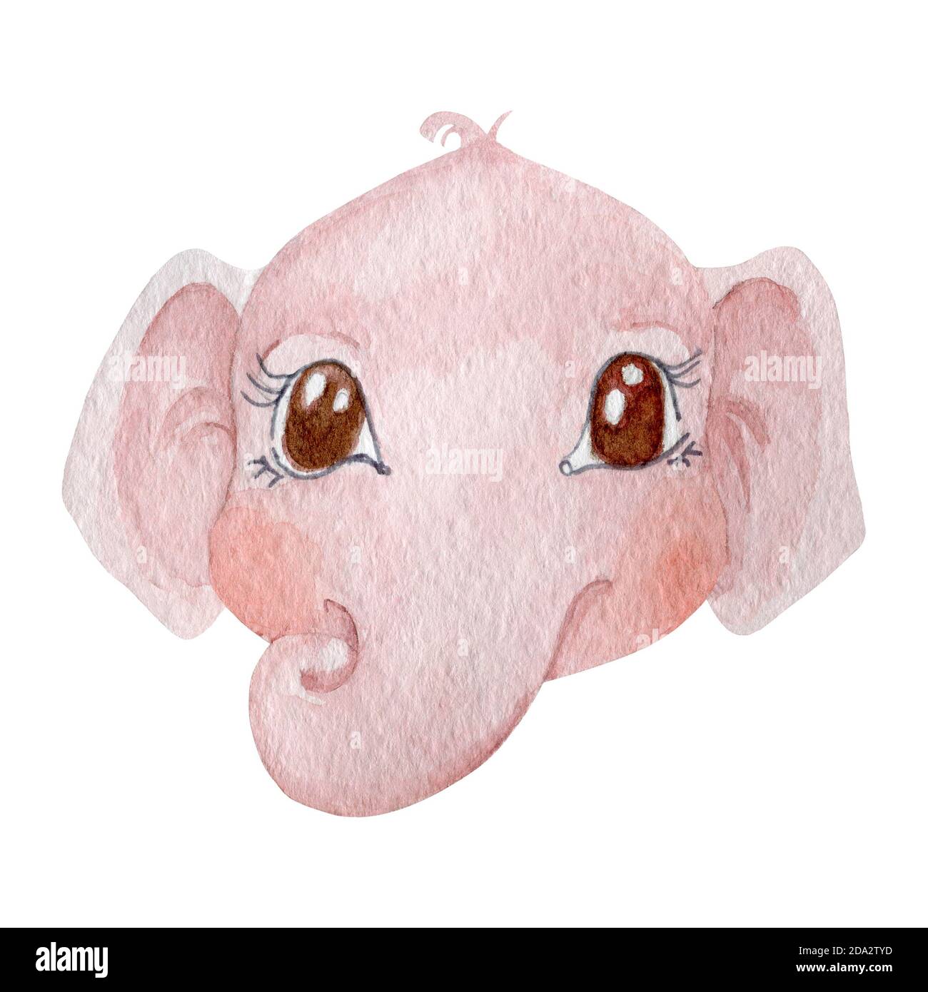 Hand painted pink elephant isolated on white background Stock Photo - Alamy
