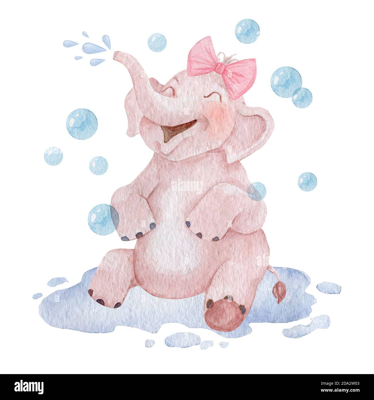 Hand painted pink elephant isolated on white background Stock Photo - Alamy