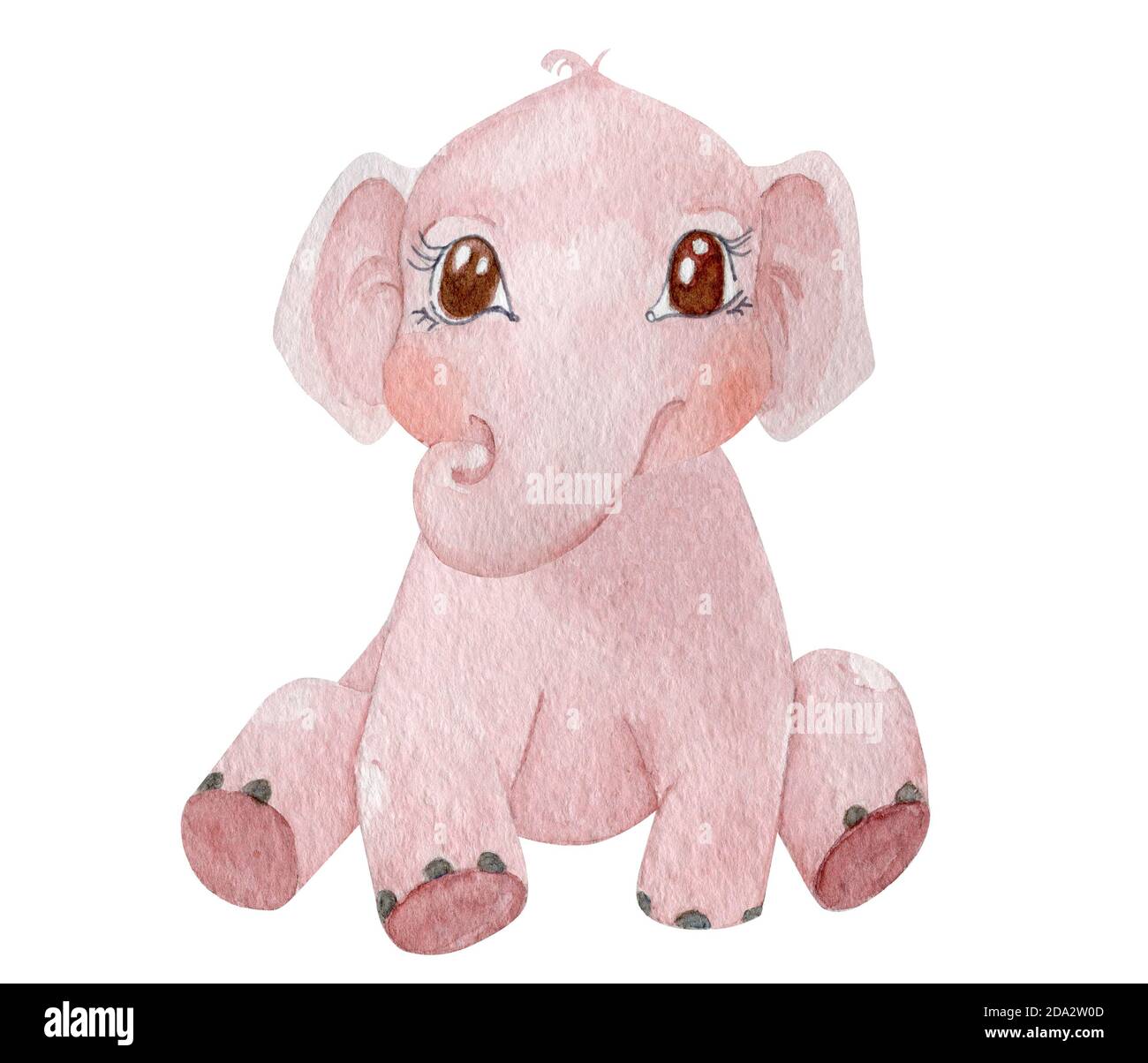 Hand painted pink elephant isolated on white background Stock Photo - Alamy