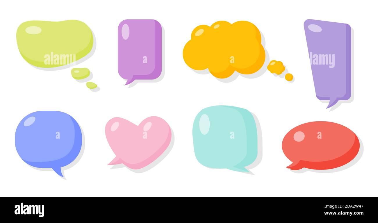 Colored comic speech soap bubble set. Glossy bubbles gum blank icon ...