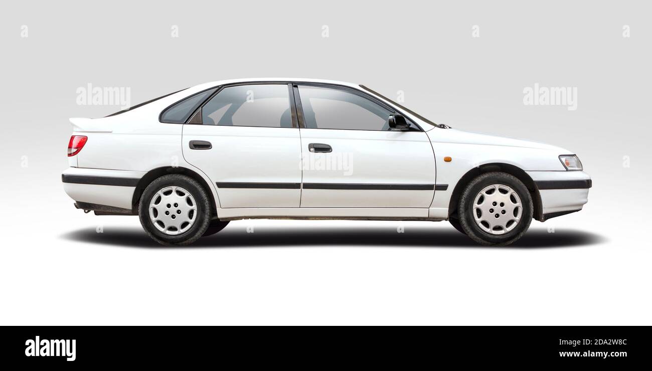 Sedan family car side view isolated on white background Stock Photo - Alamy