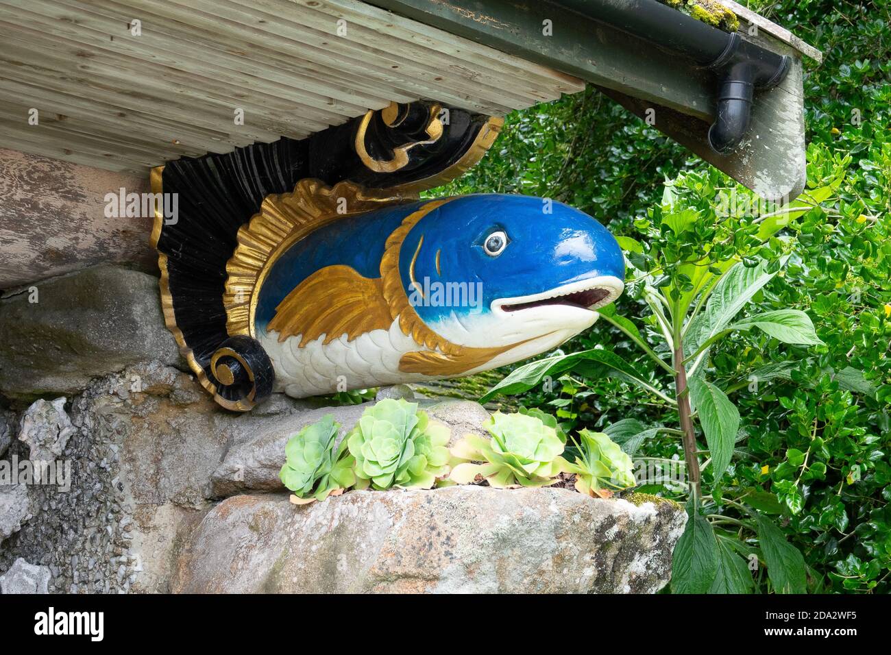 Fish Figurehead, Tresco Gardens, Isles of Scilly Stock Photo - Alamy