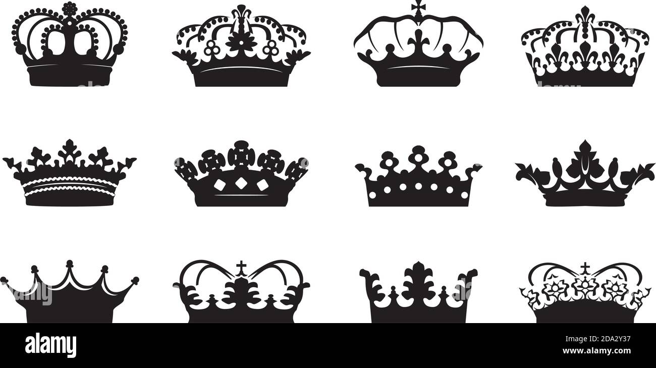 Vector king crowns icon on white background. Vector Illustration. Emblem, icon and Royal symbols ...