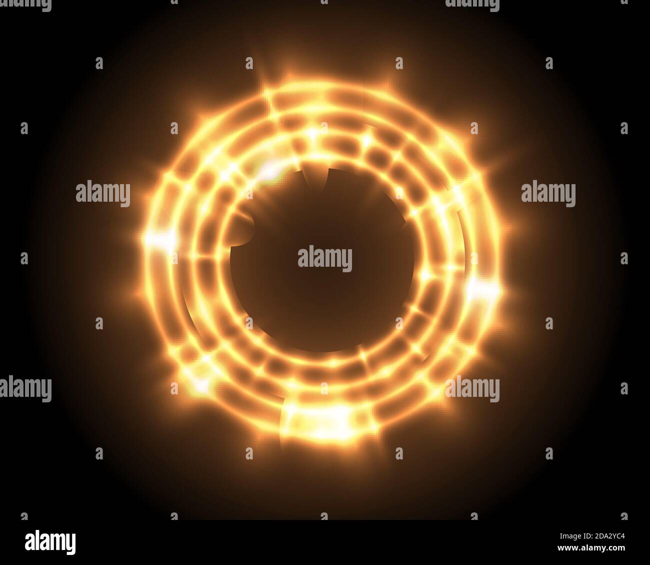 Vector round shiny frame flare special effect. Luxury golden light ring ...