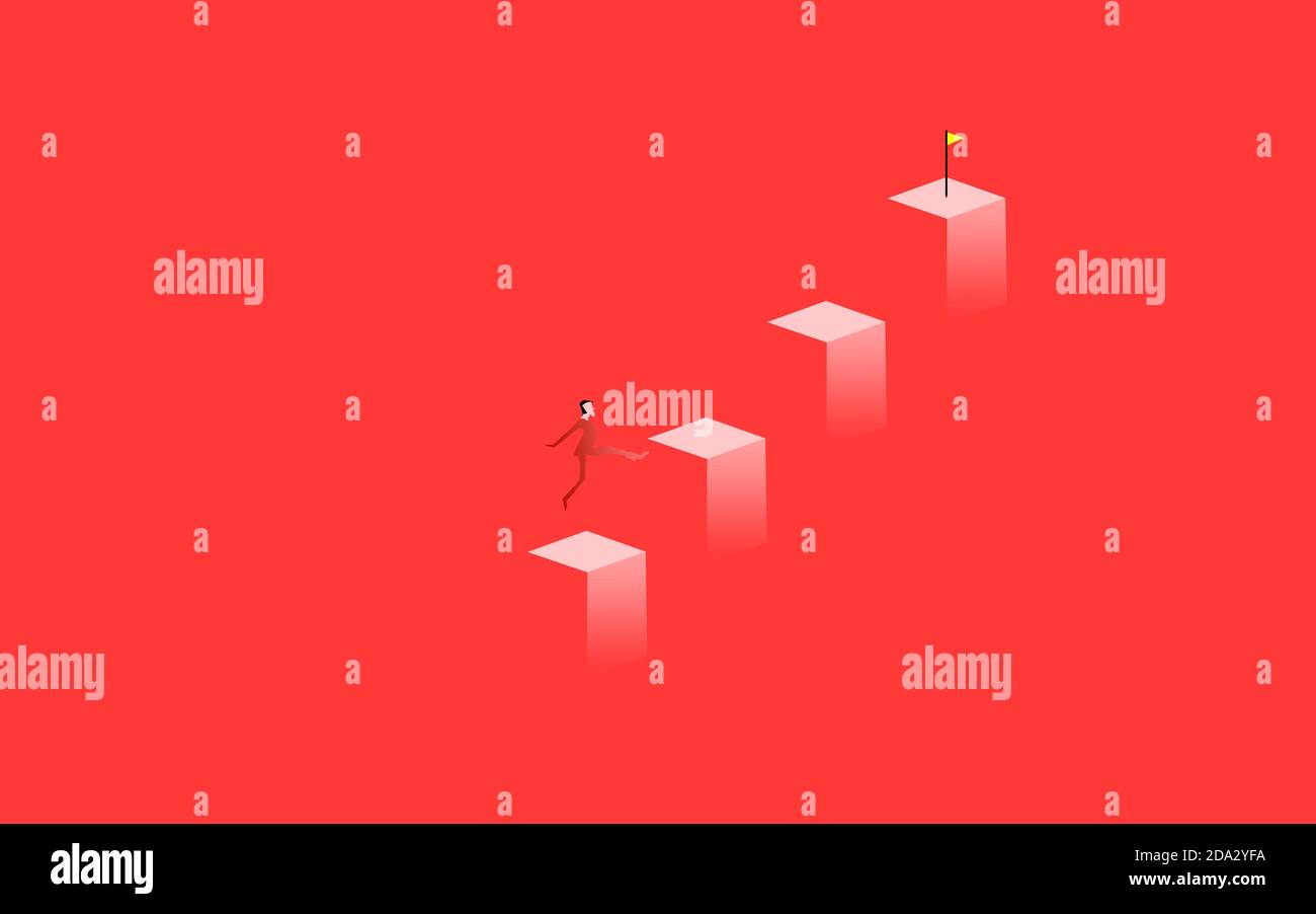 Businessman jumping on columns hi-res stock photography and images - Alamy