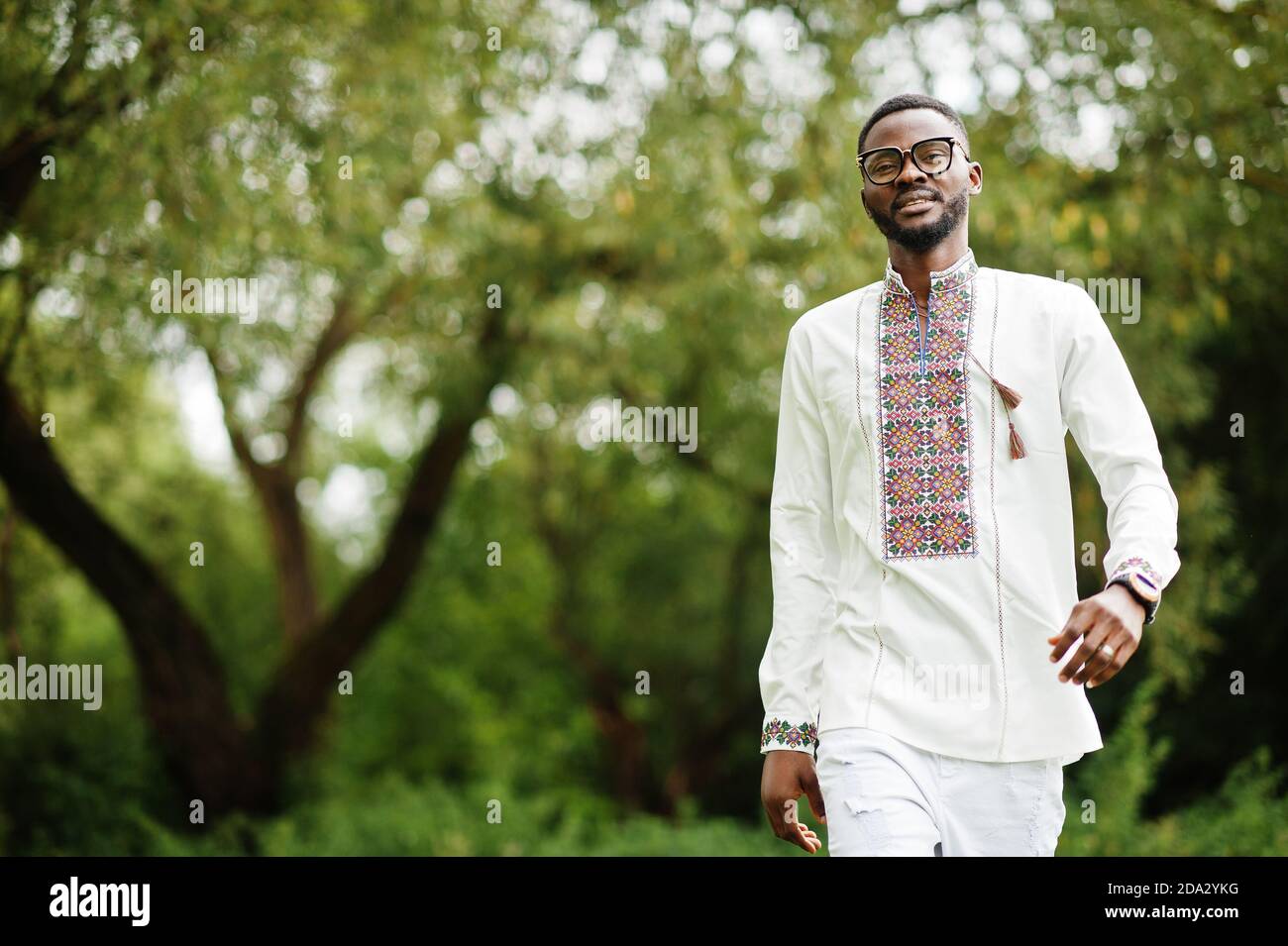Portrait of african man in traditional clothes at park Stock Photo - Alamy