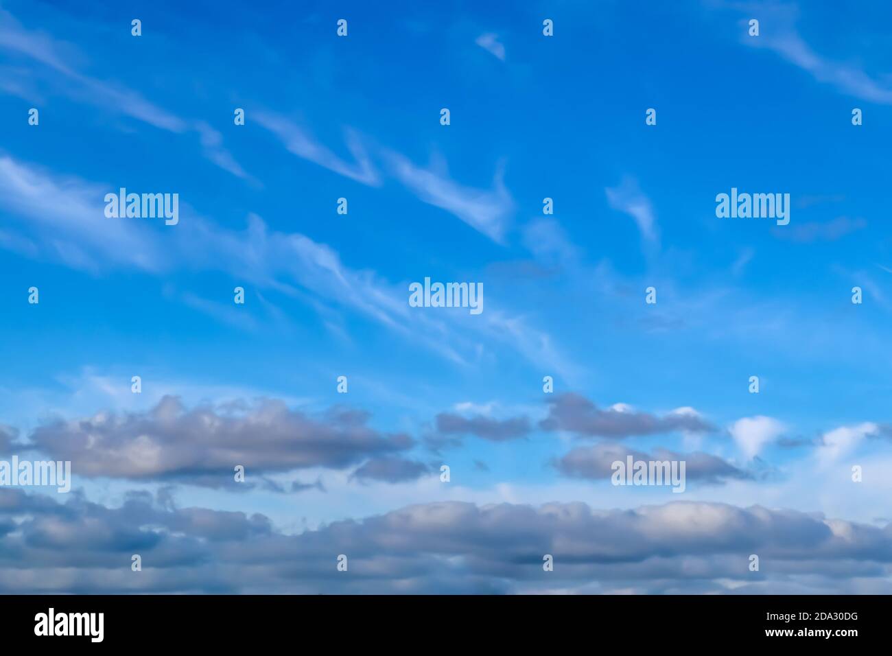 Stunning mixed cloud formation panorama in a deep blue summer sky Stock ...