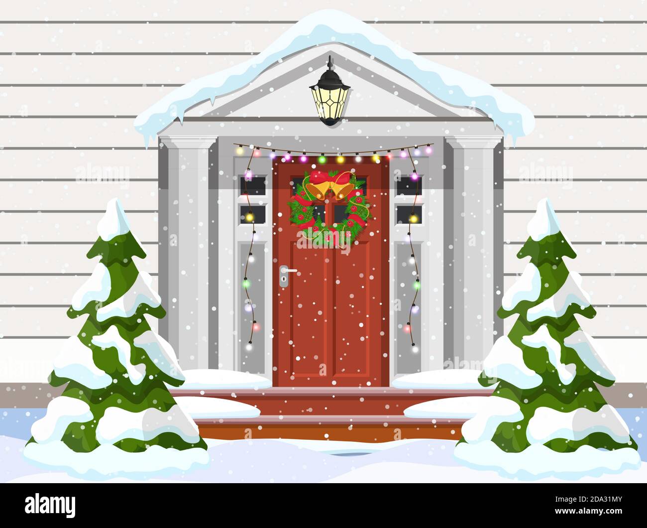House front door snow Stock Vector Images - Alamy