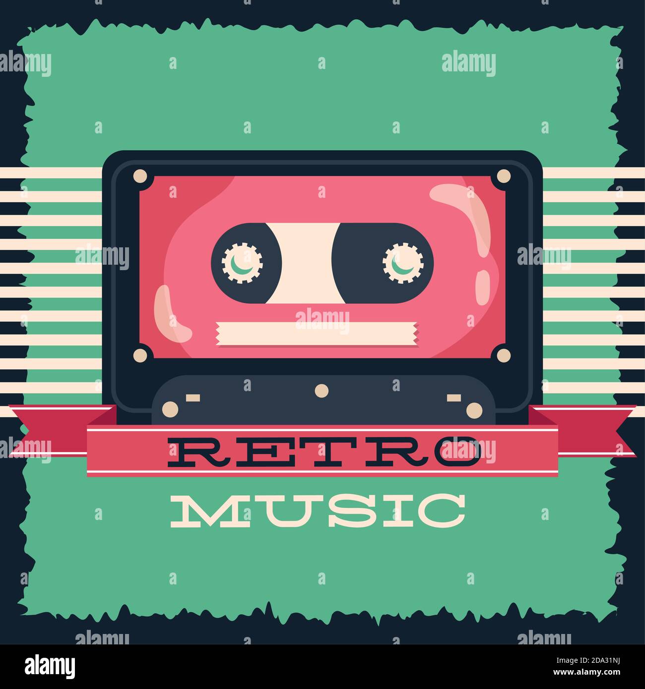 music poster retro style with cassette vector illustration design Stock ...
