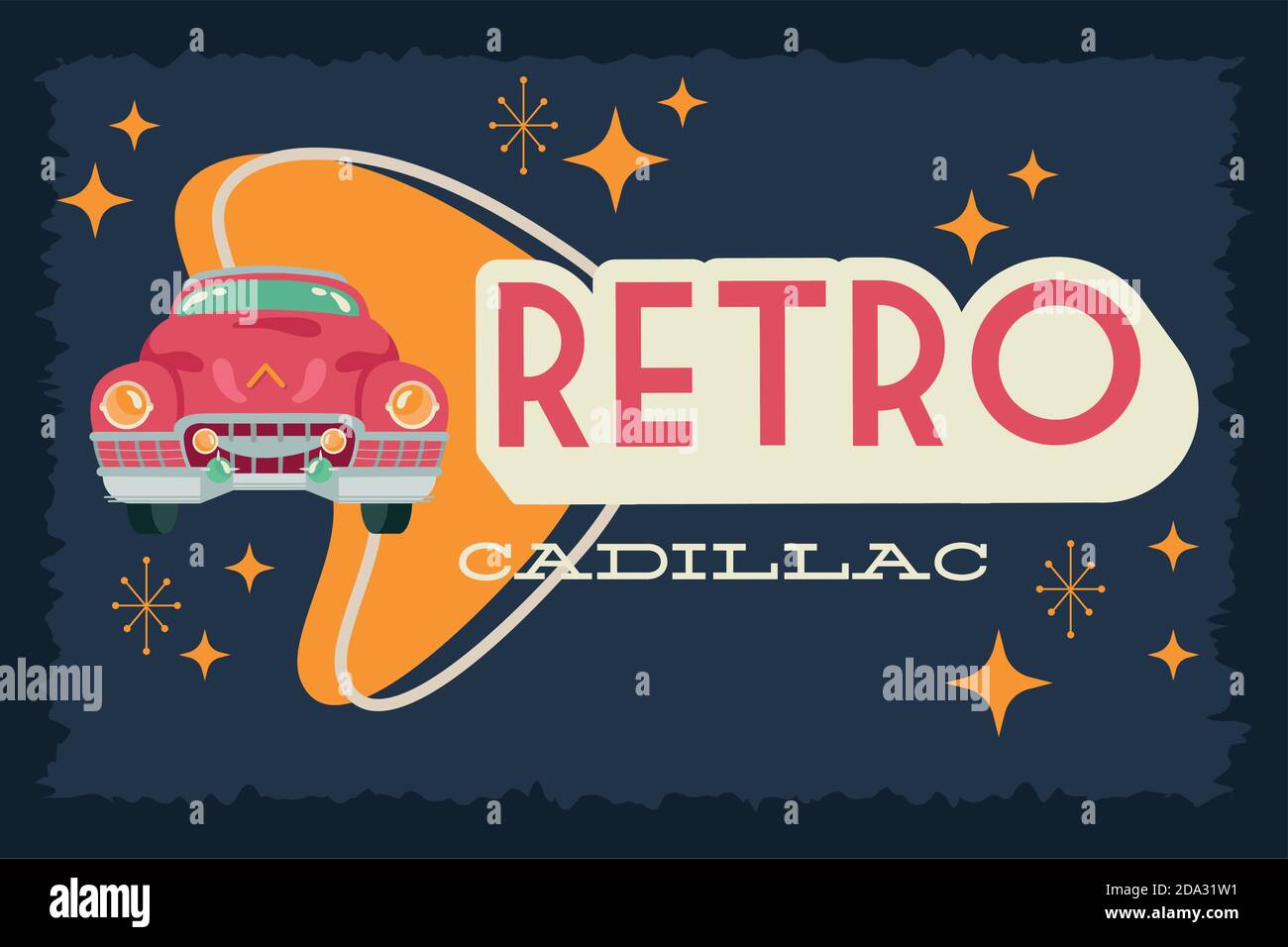 cadillac poster retro style with car vector illustration design Stock ...