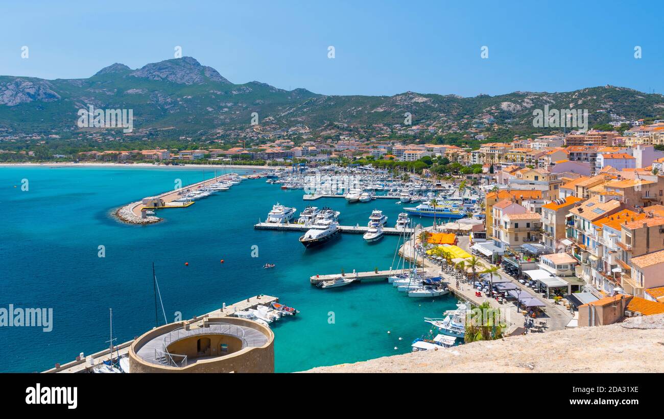 Calvi Bay and port seen from its fortress - Balagne - Corsica - France ...