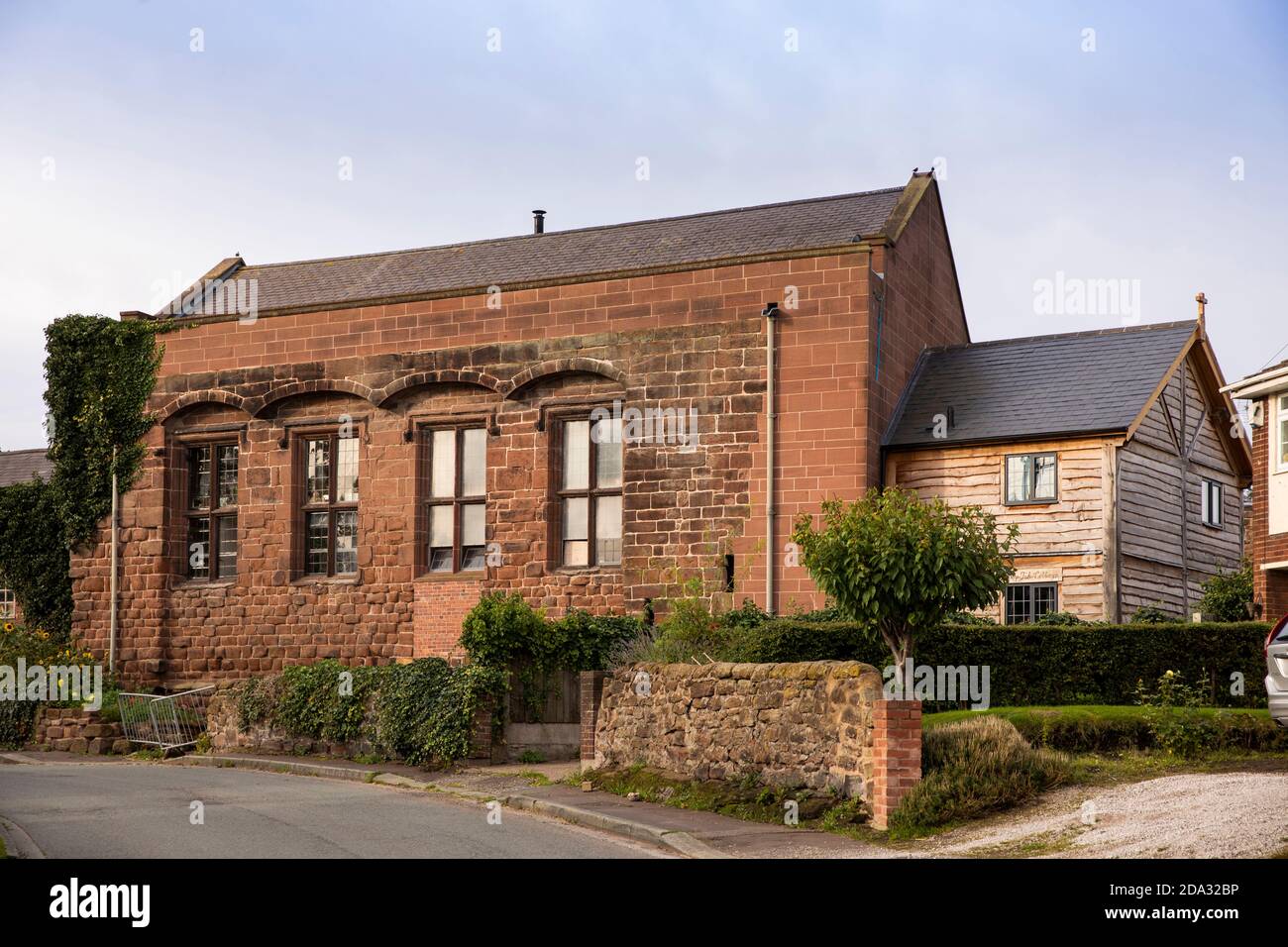 UK, England, Cheshire, Ince, Marsh Lane, house built from remains of ...