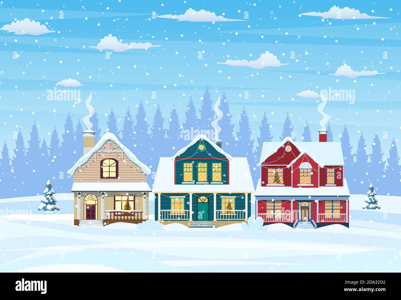 Suburban snowfall Stock Vector Images - Alamy