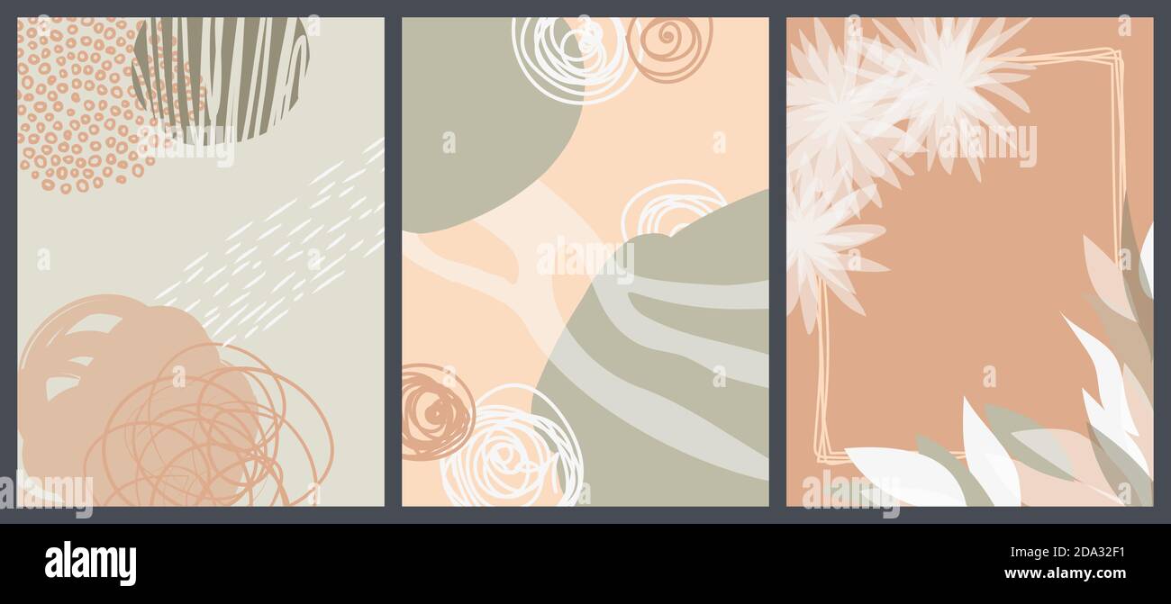 Collection of hand drawn postcards. Creative abstract art Stock Vector ...