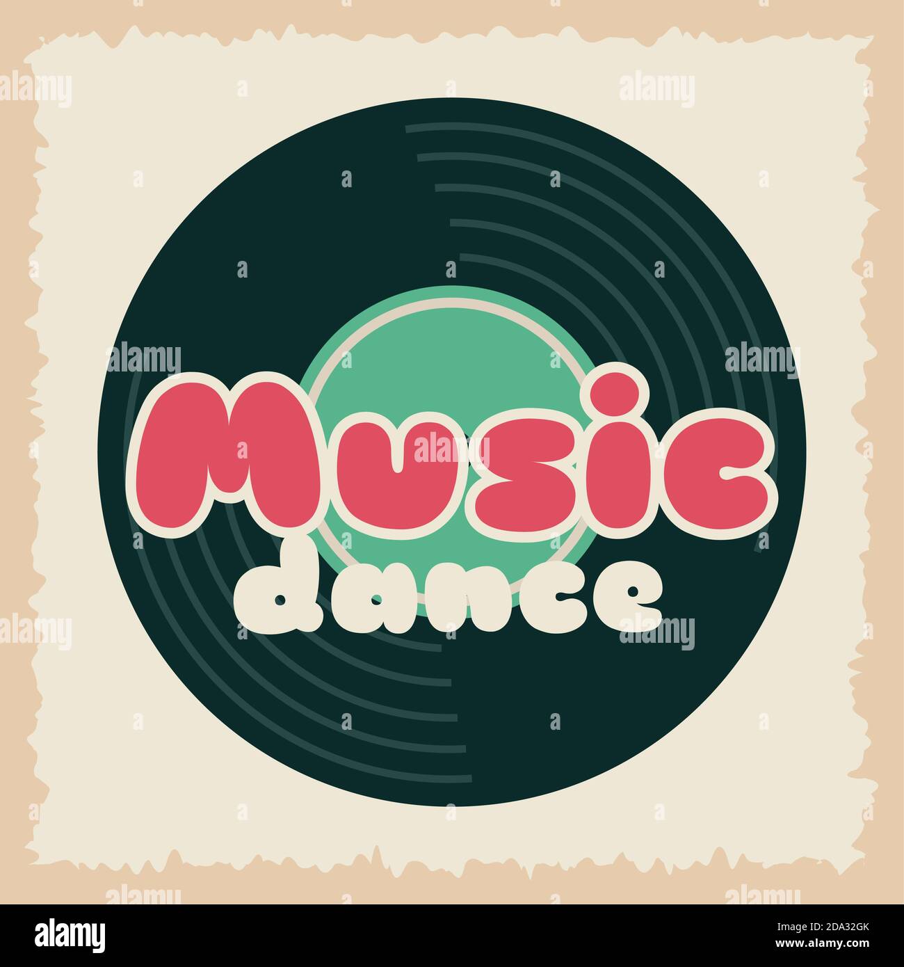 music dance poster retro style with vinyl disk vector illustration ...