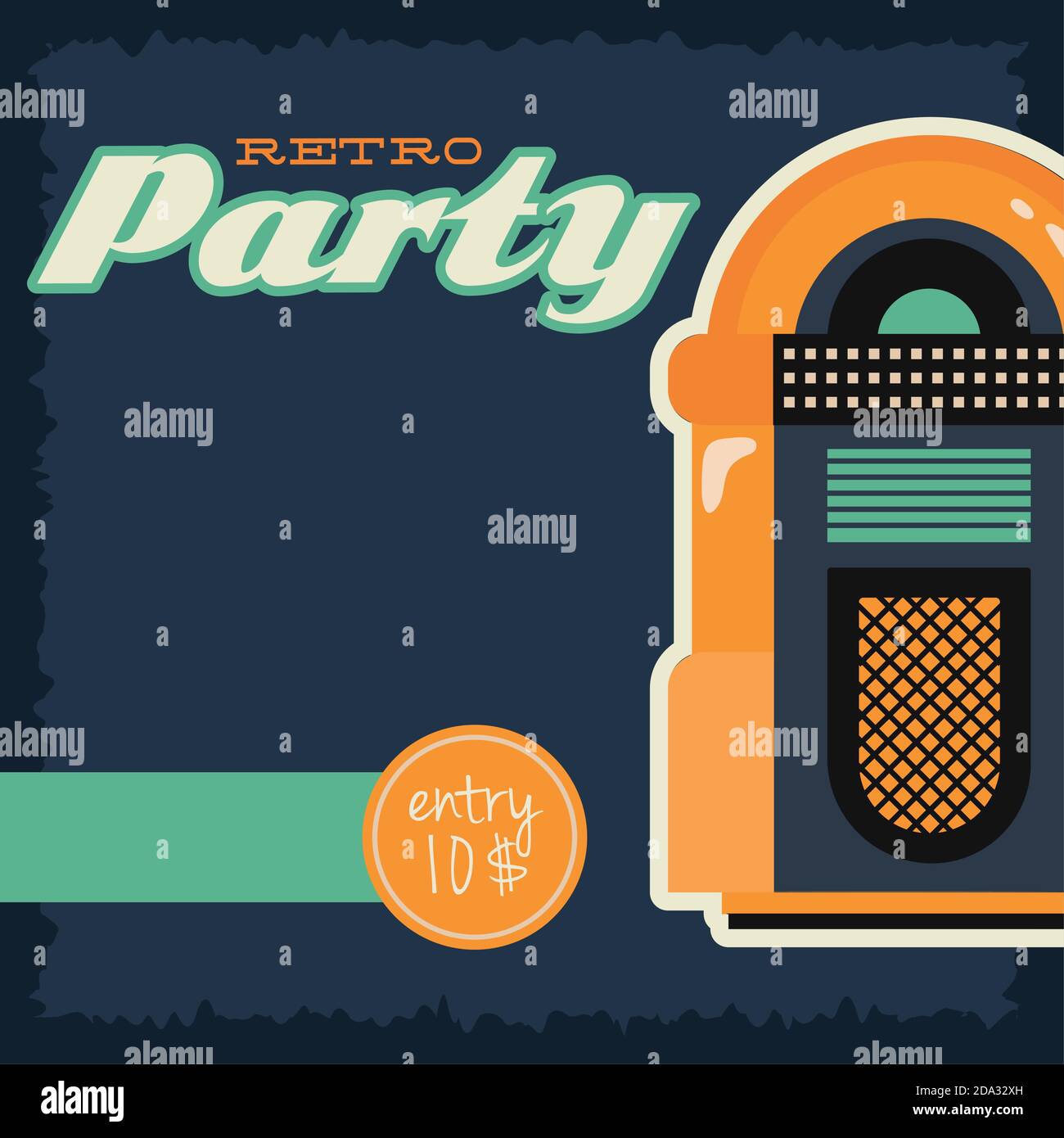 party retro style poster with jukebox vector illustration design Stock ...