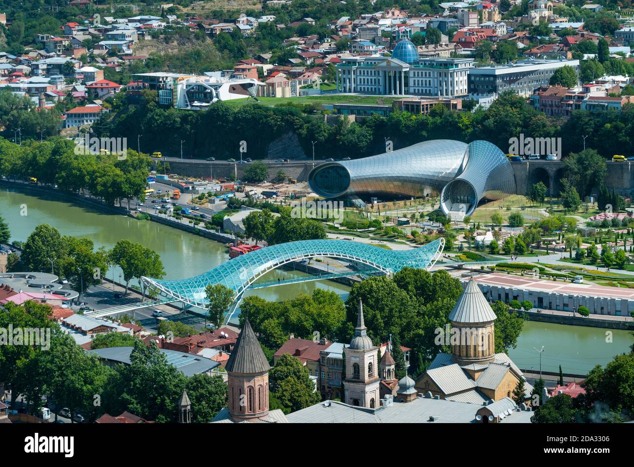The Bridge of Peace, Kura River, Tbilisi City, Georgia, Middle East ...