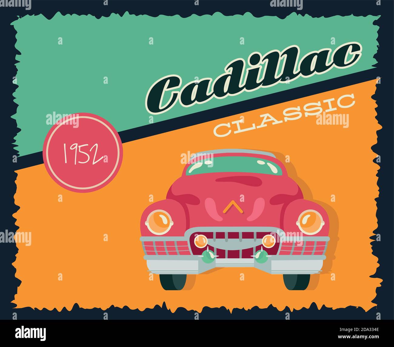 cadillac poster retro style with car and year vector illustration ...