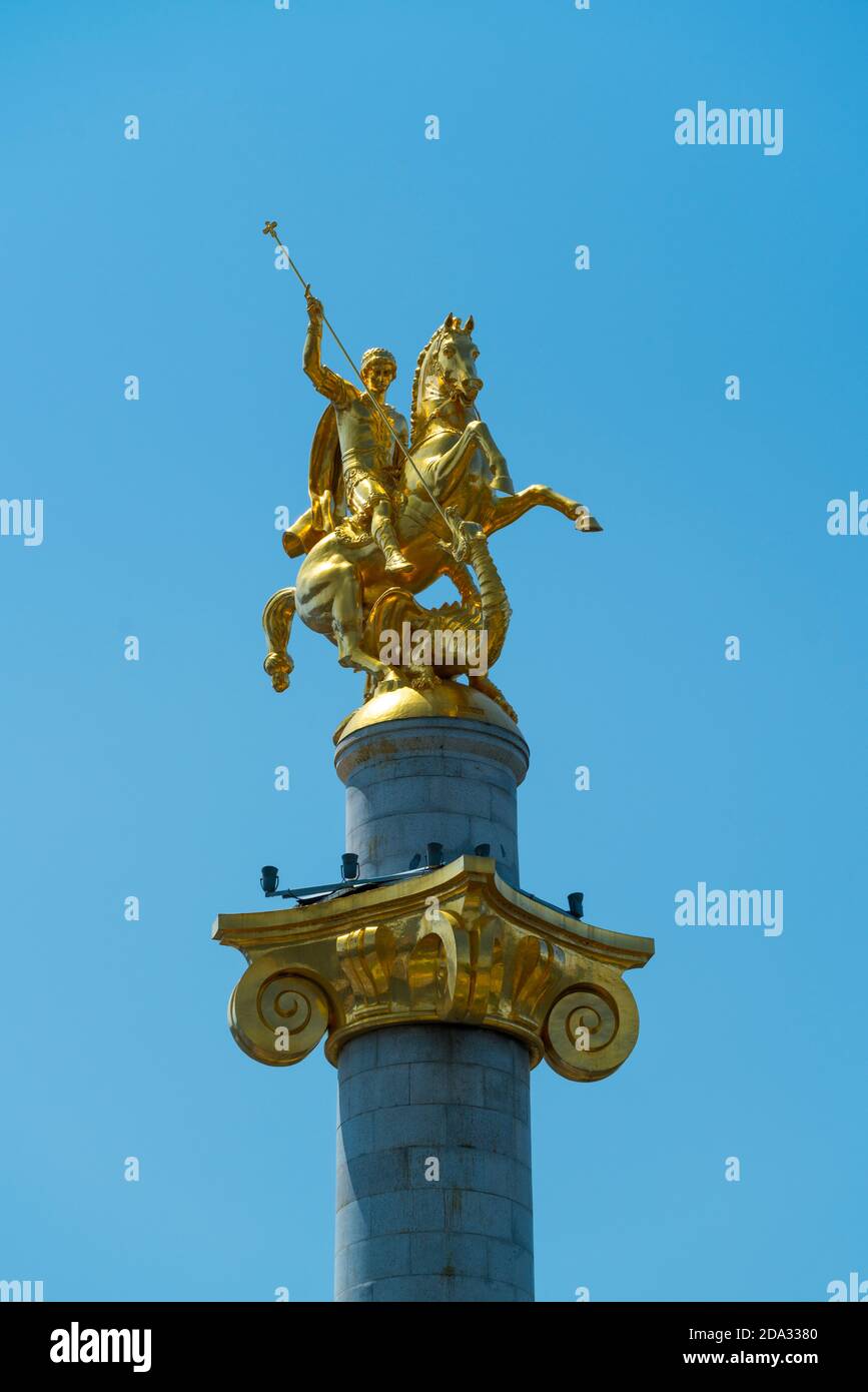 St. George statue, Freedom Monument, Tbilisi's central square, Tbilisi ...