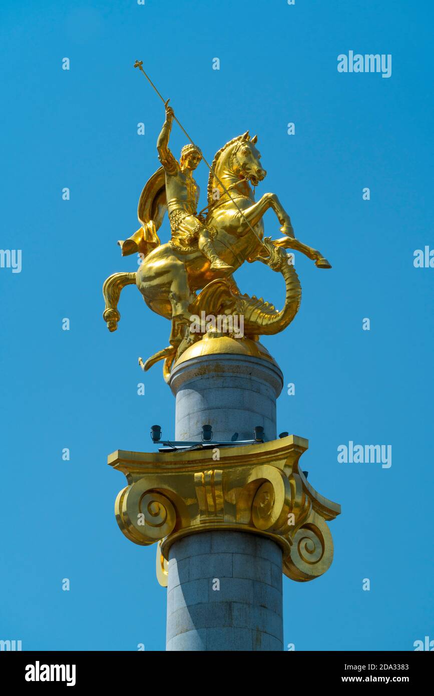 St. George statue, Freedom Monument, Tbilisi's central square, Tbilisi ...