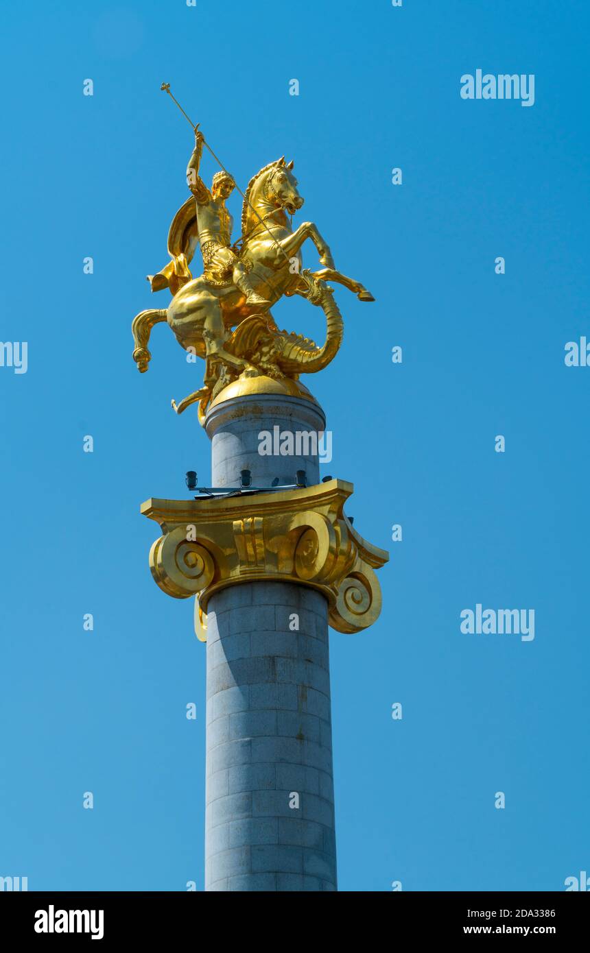 St. George statue, Freedom Monument, Tbilisi's central square, Tbilisi ...