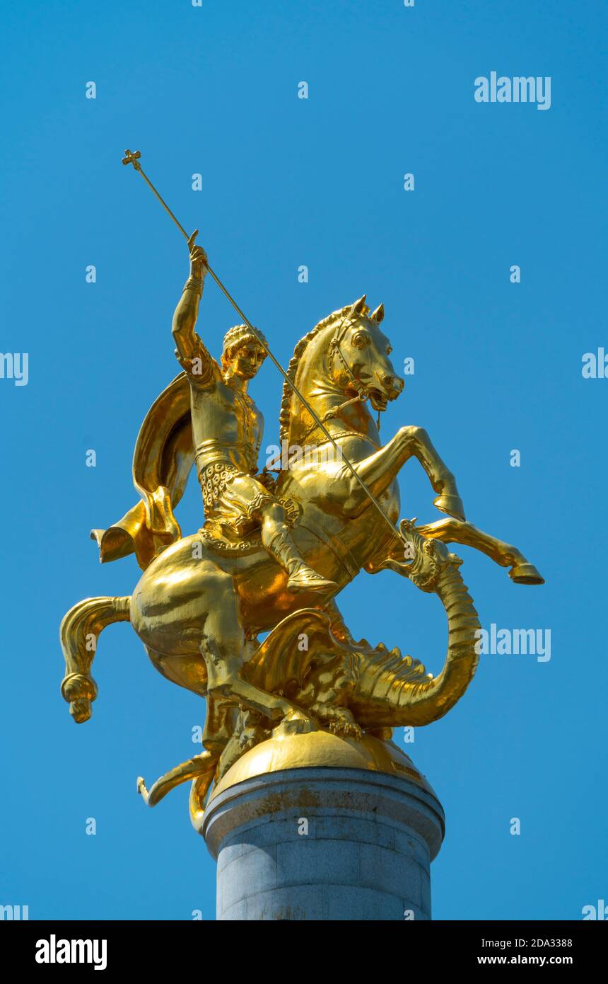 St. George statue, Freedom Monument, Tbilisi's central square, Tbilisi ...