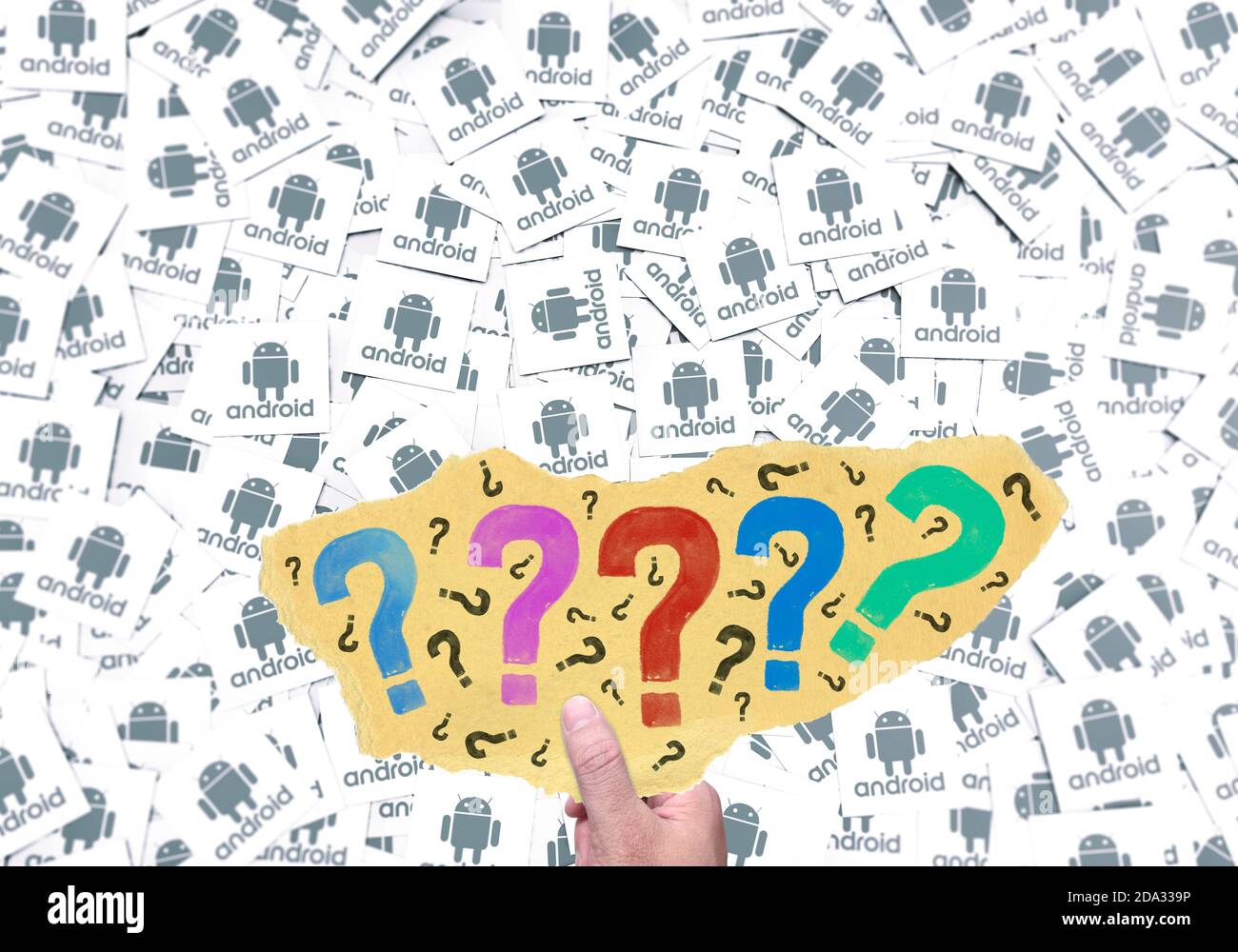 Android Question Mark, Social Media Background Stock Photo - Alamy