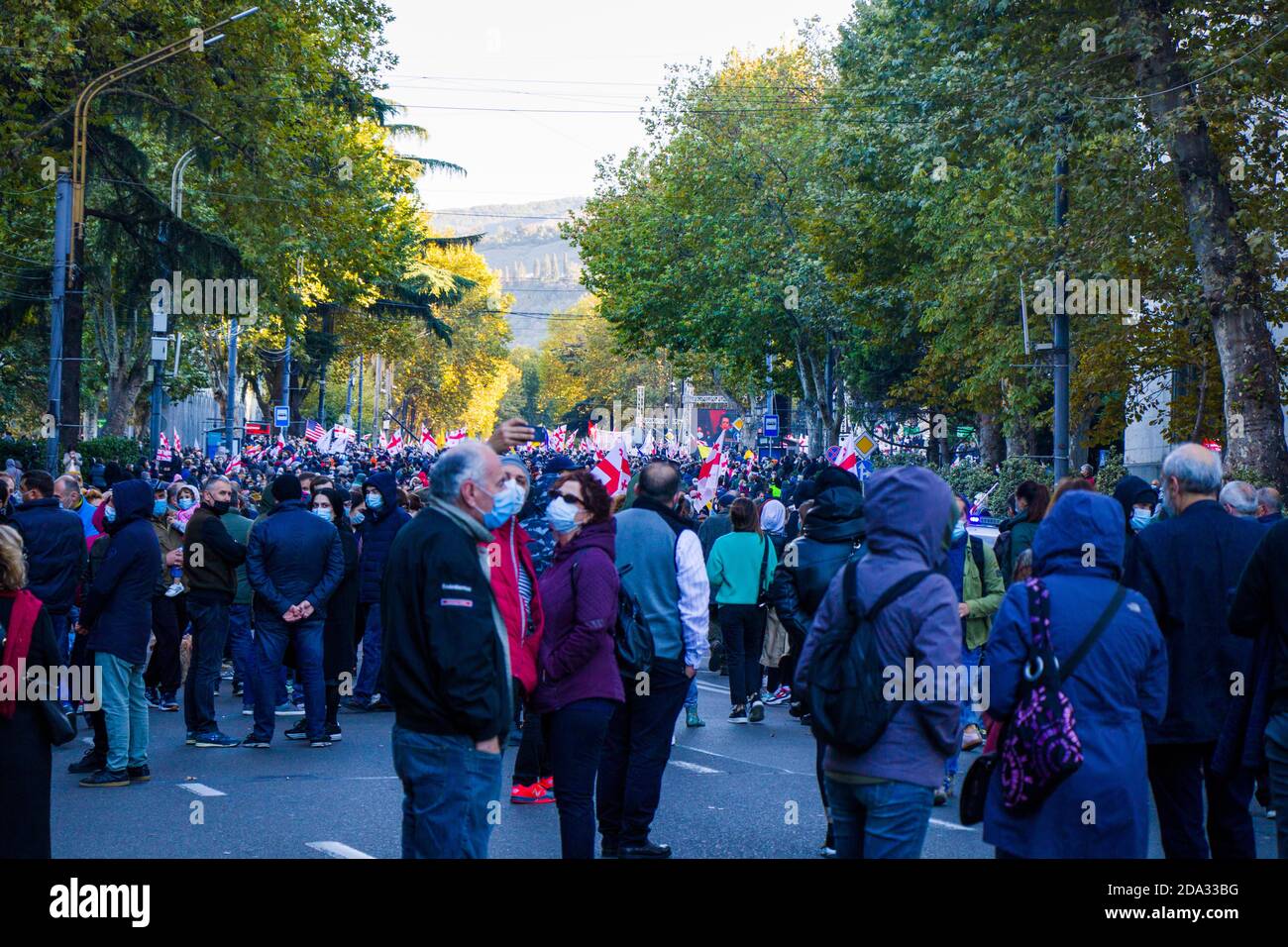 TBILISI, GEORGIA - November 08, 2020: Georgian protests in front of the ...