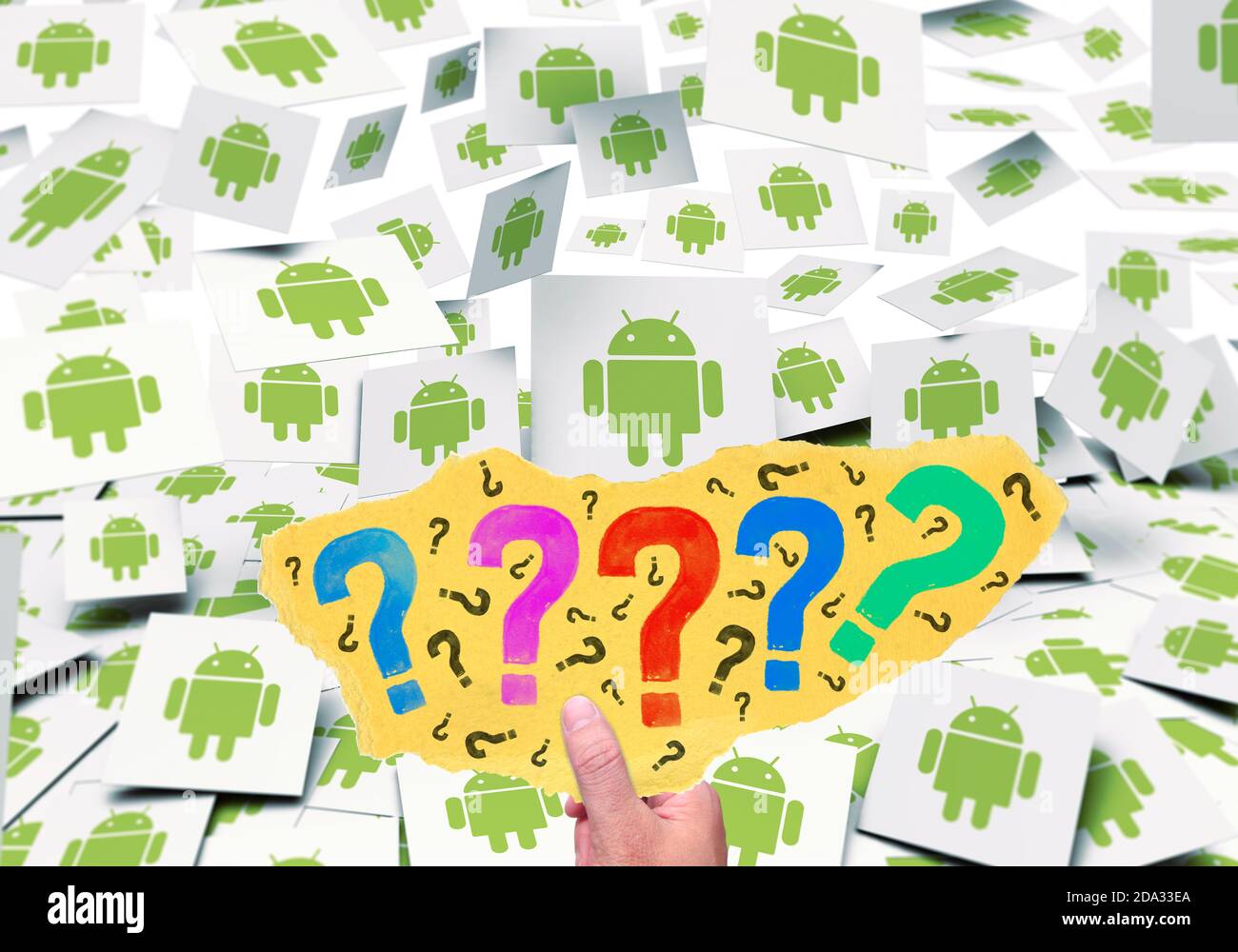 Android Question Mark, Social Media Background Stock Photo - Alamy