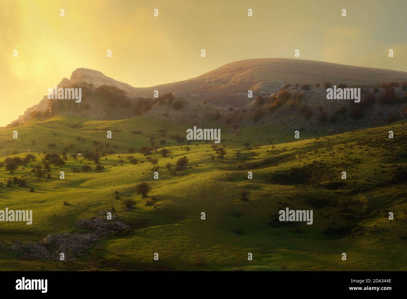 Arraba fields and Gorbea mountain with beautiful light Stock Photo - Alamy