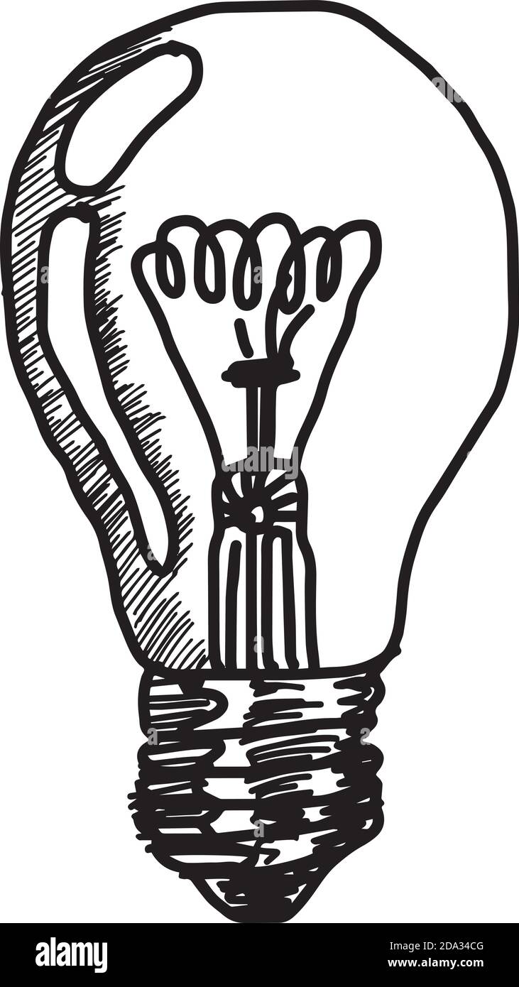 illustration vector hand drawn doodles of light bulb icon with concept ...