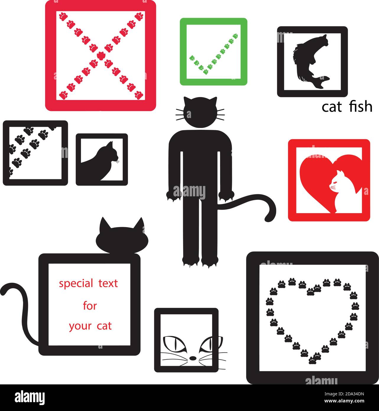 cat icon symbol set isolated on white background, vector Stock Vector ...