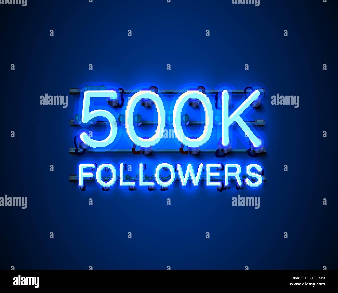 Thank you followers peoples, 500k online social group, neon happy ...
