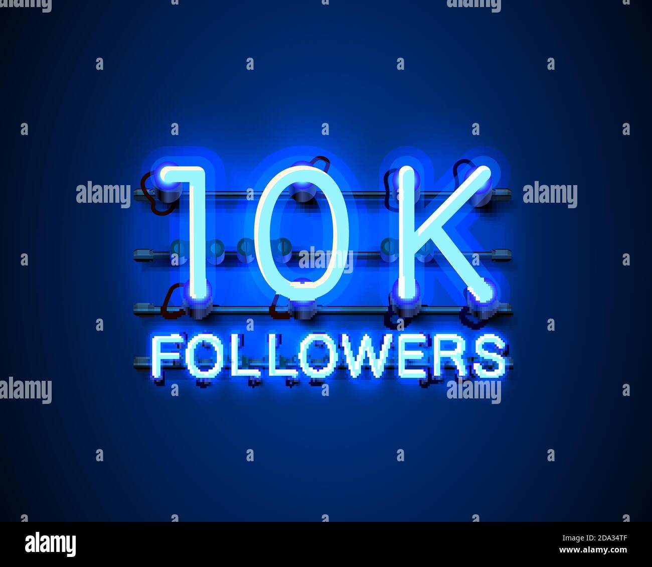Thank you followers peoples, 10k online social group, neon happy banner ...