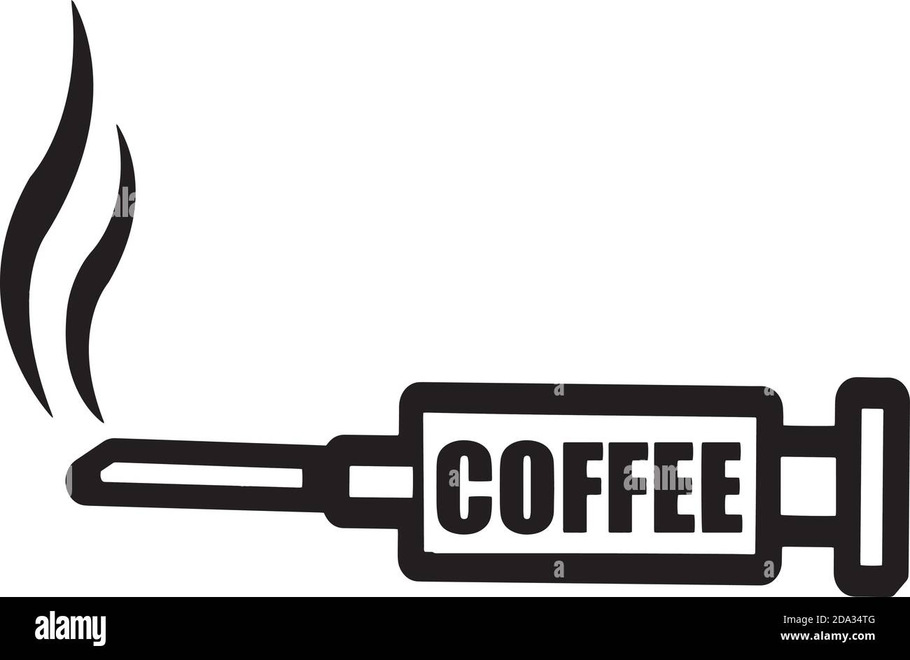 illustration vector black syringe with word COFFEE and smoke at the end ...