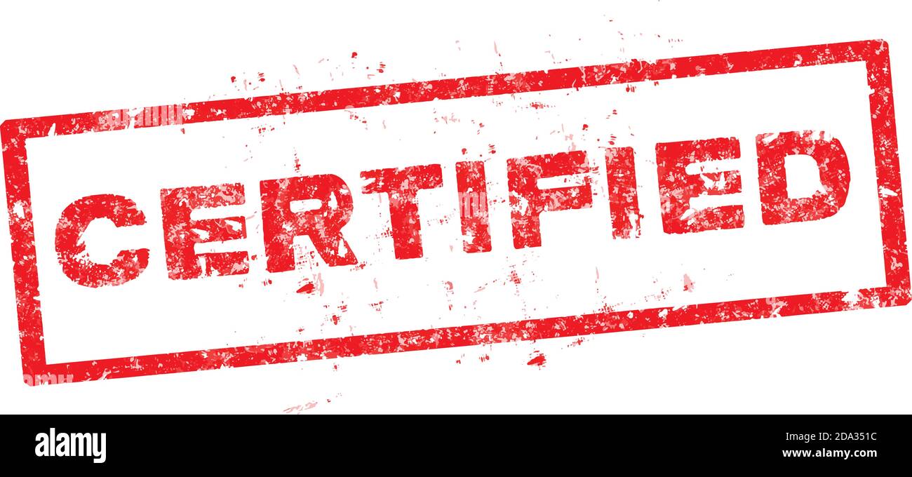 stamp certified with red text over white background Stock Vector Image ...