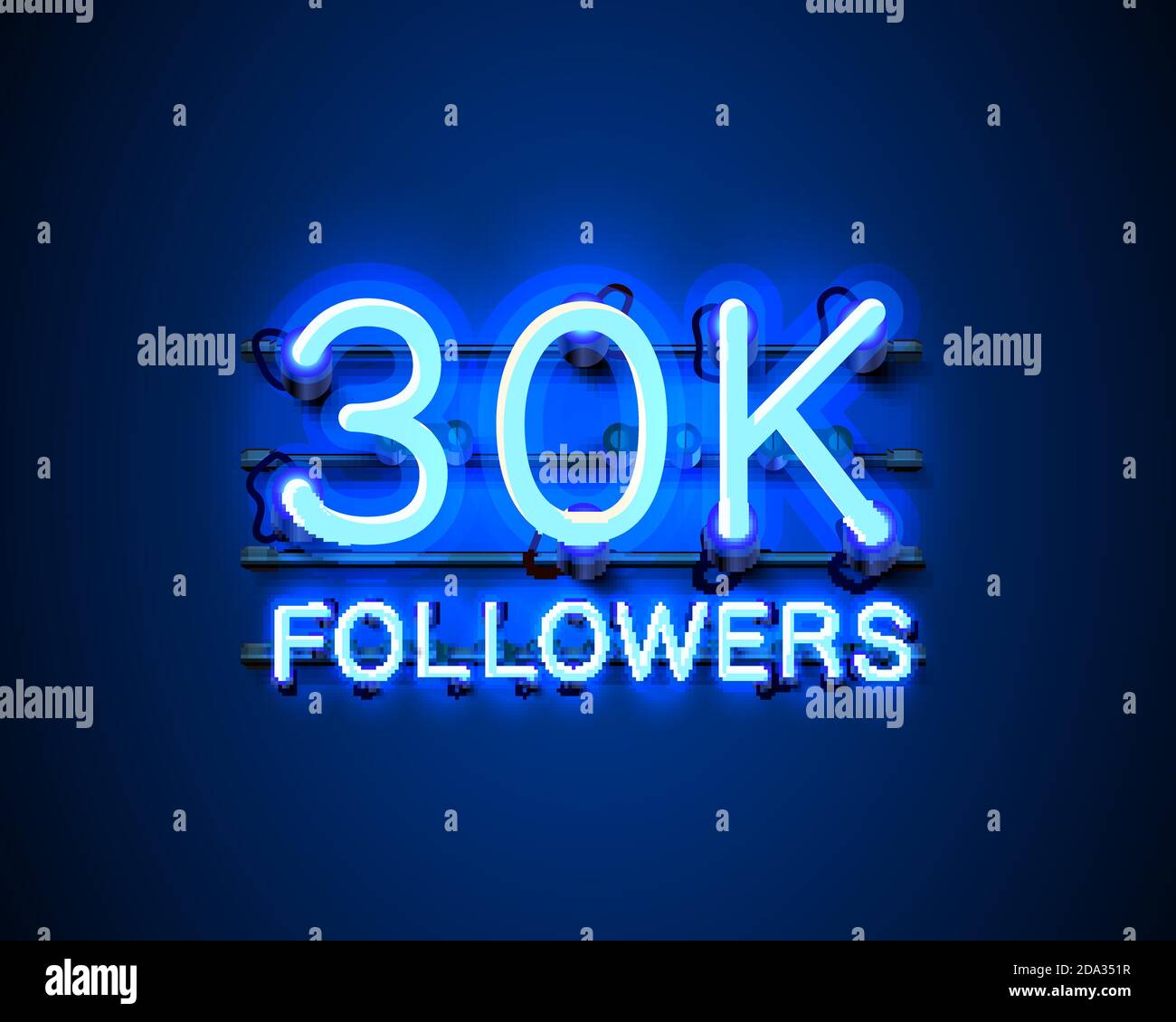 Thank you followers peoples, 30k online social group, neon happy banner ...