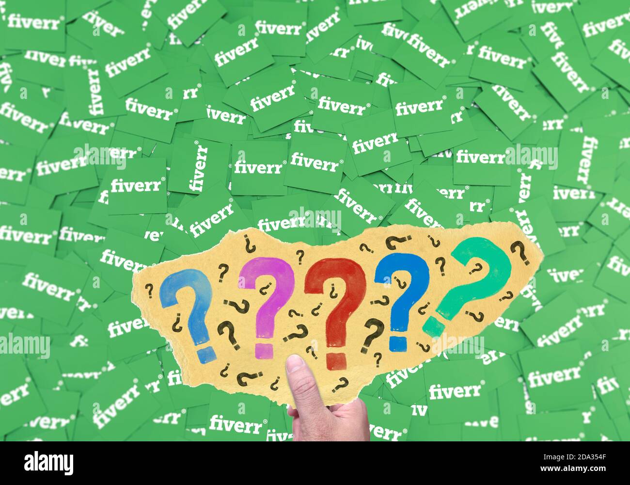 fiverr Question Mark, Social Media Background Stock Photo - Alamy