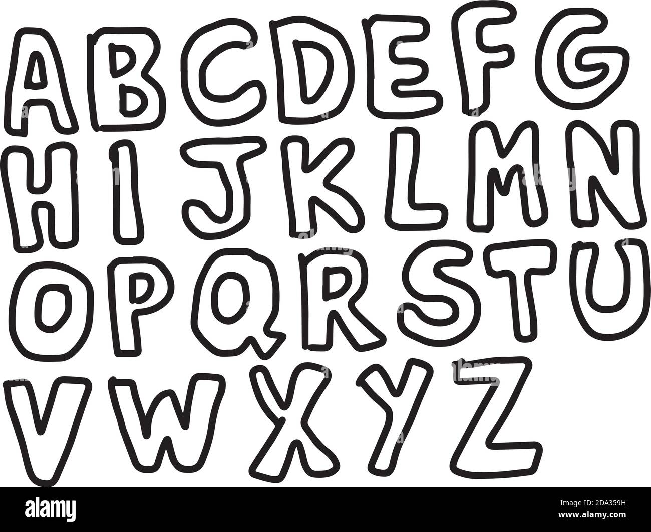 Hand drawn alphabet set. Pen texture handwriting font. Vector ...