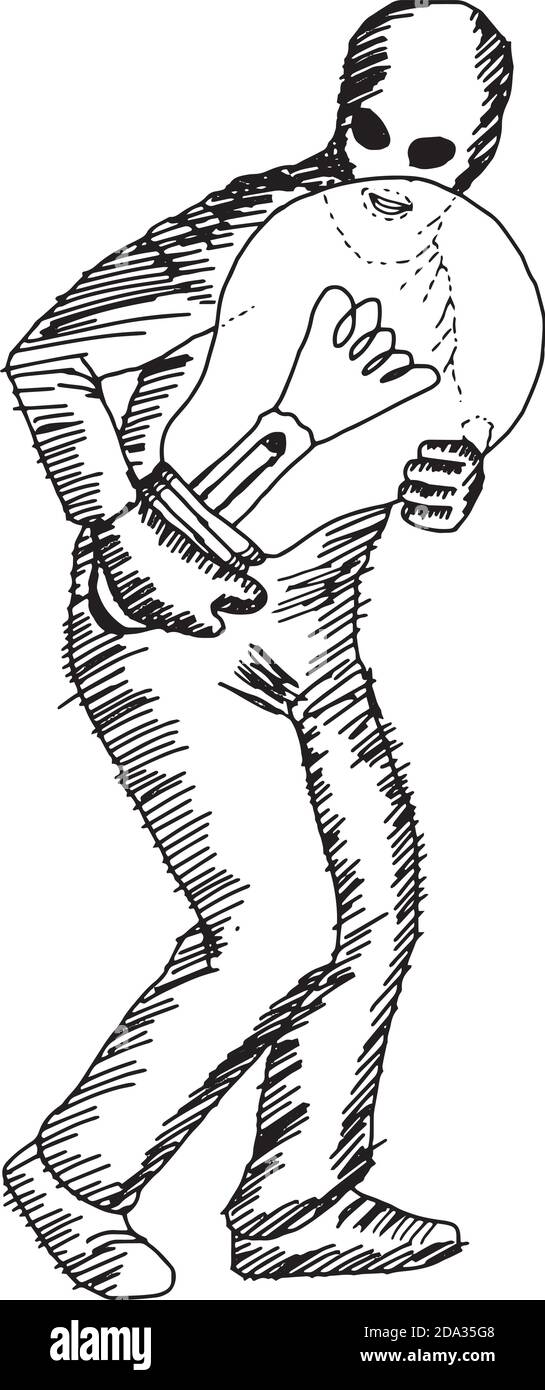 illustration vector hand drawn doodles of thief stealing idea ...