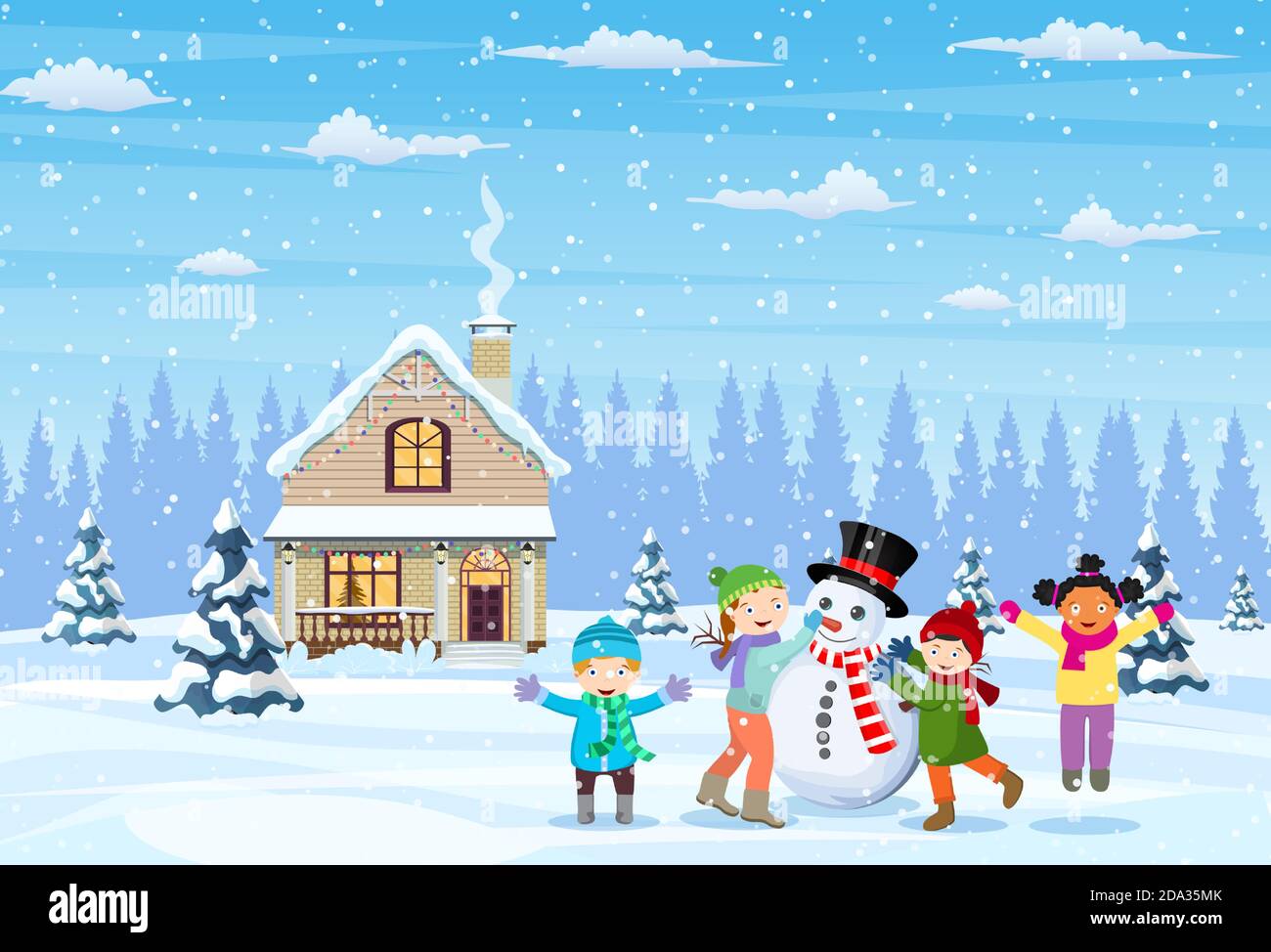 School building snow Stock Vector Images - Alamy