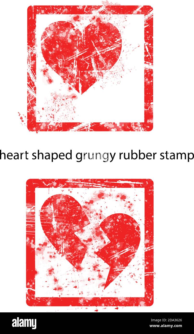 heart shaped and broken heart grungy rubber stamp, love concept Stock ...