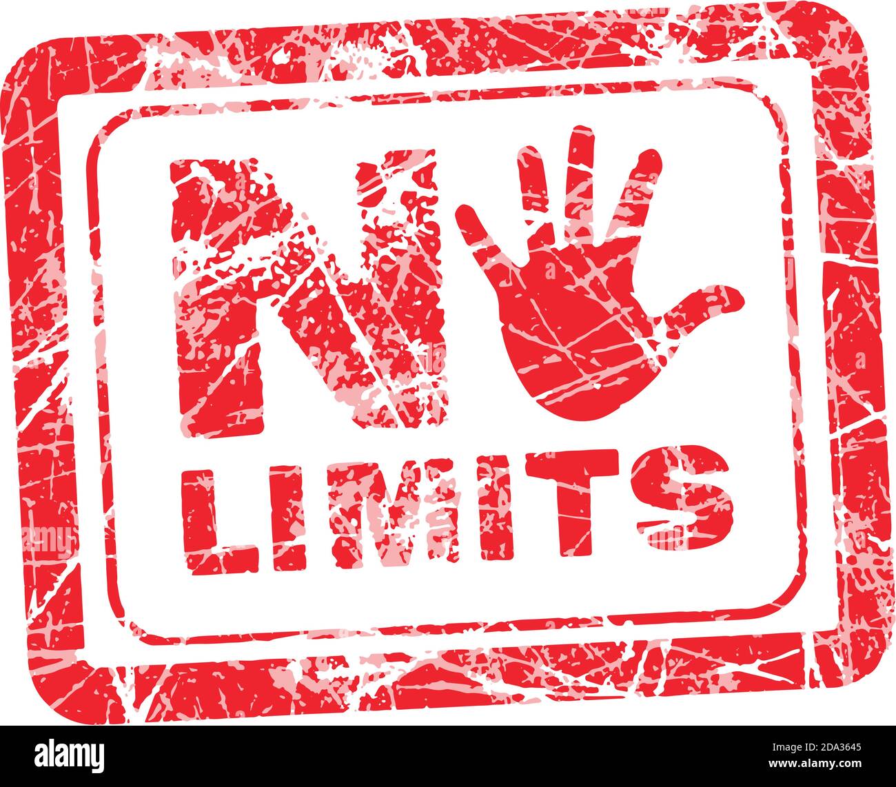 No limit red grunge rubber stamp with hand instead of the O, vector ...