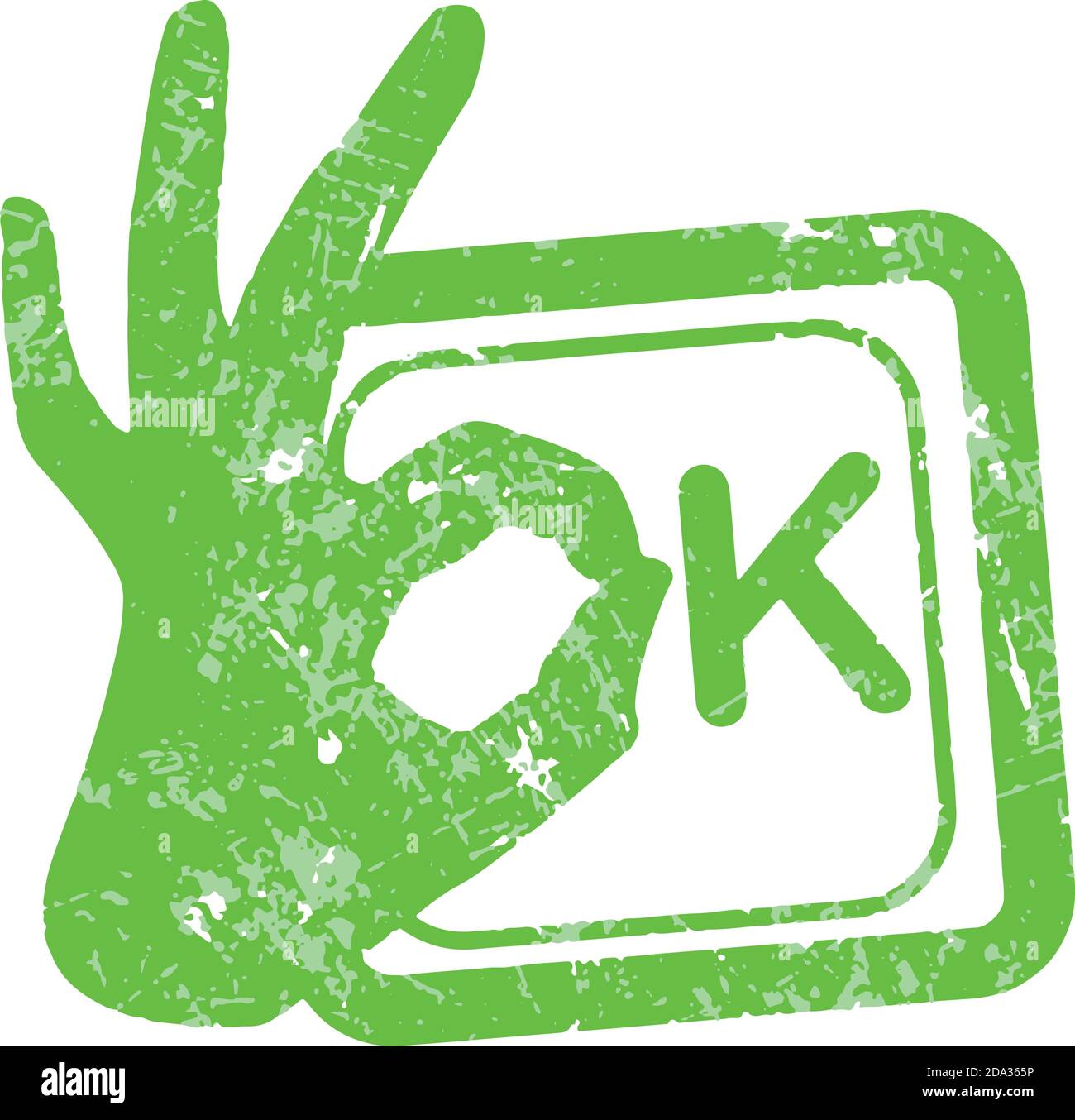 Ok red grunge rubber stamp with the hand sign in stead of the O ...
