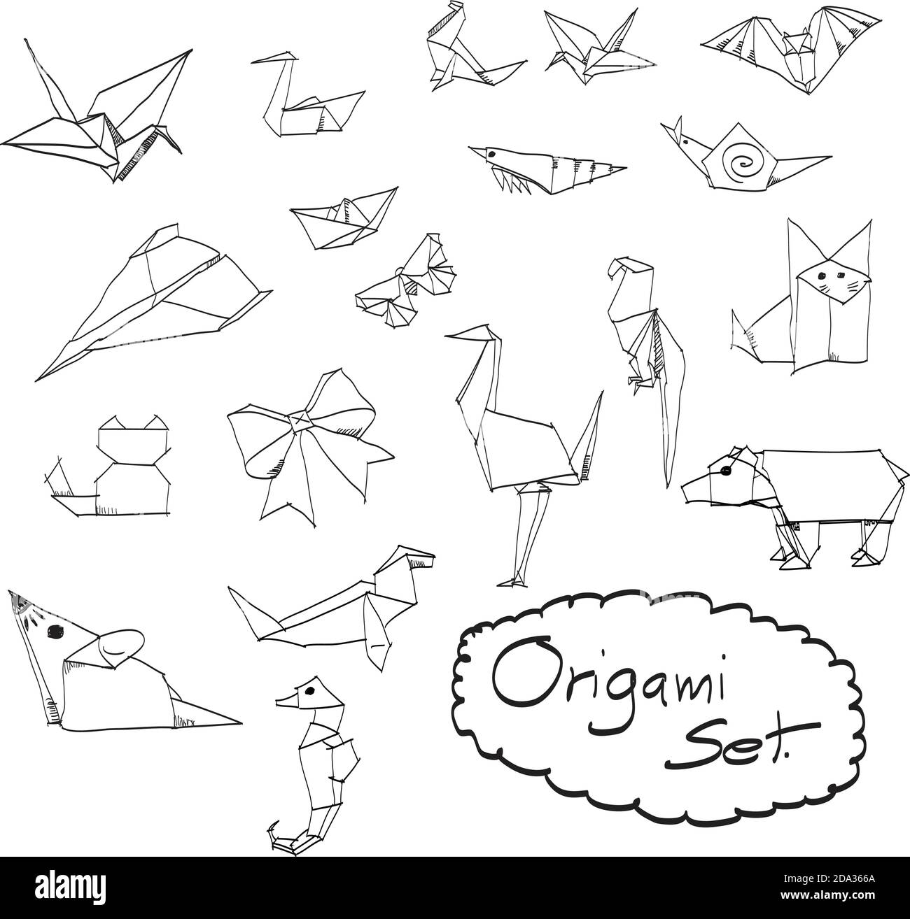 Origami hand drawn vector Cut Out Stock Images & Pictures - Alamy