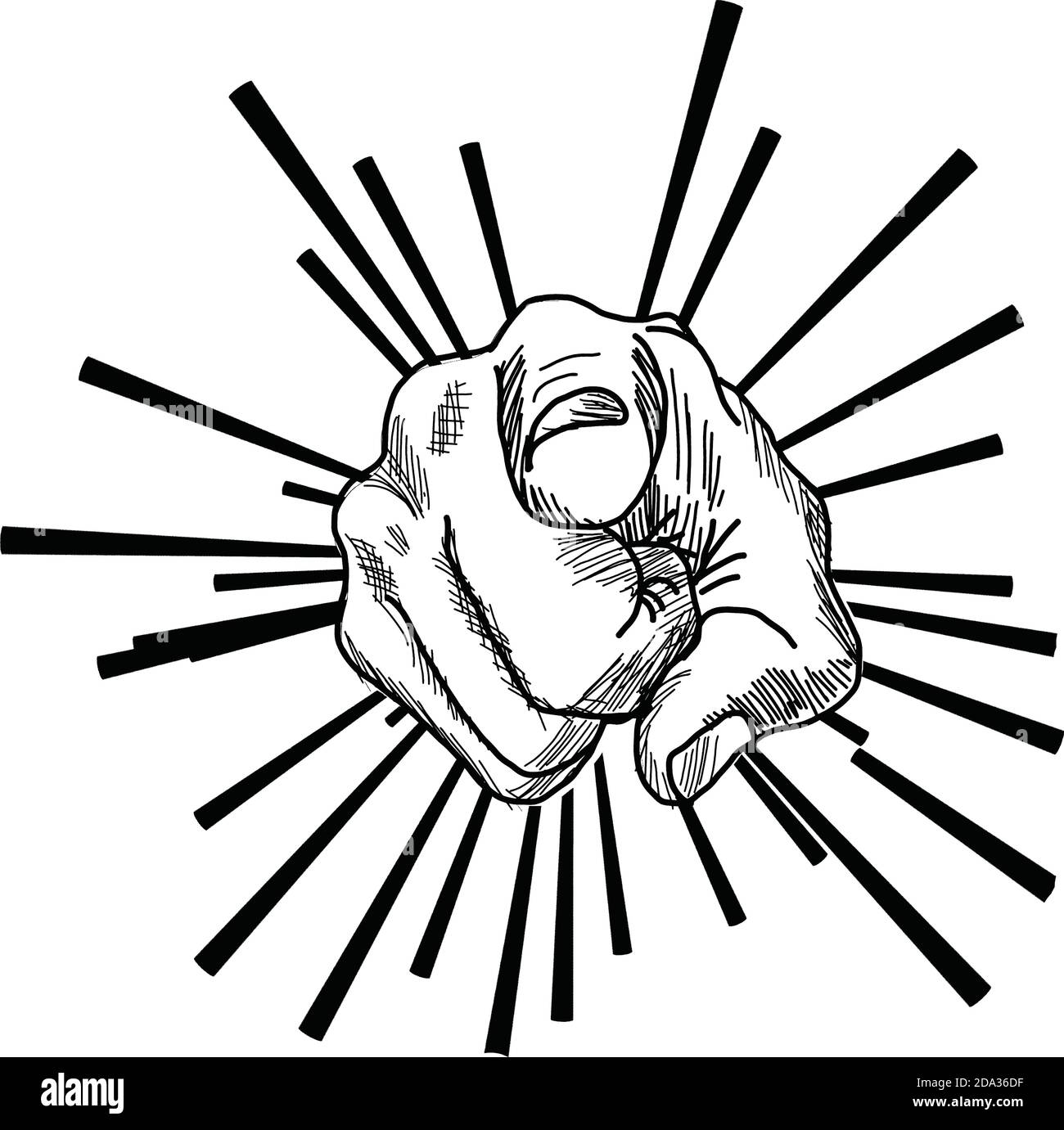 vector illustration retro black hand drawn style hand pointing finger ...